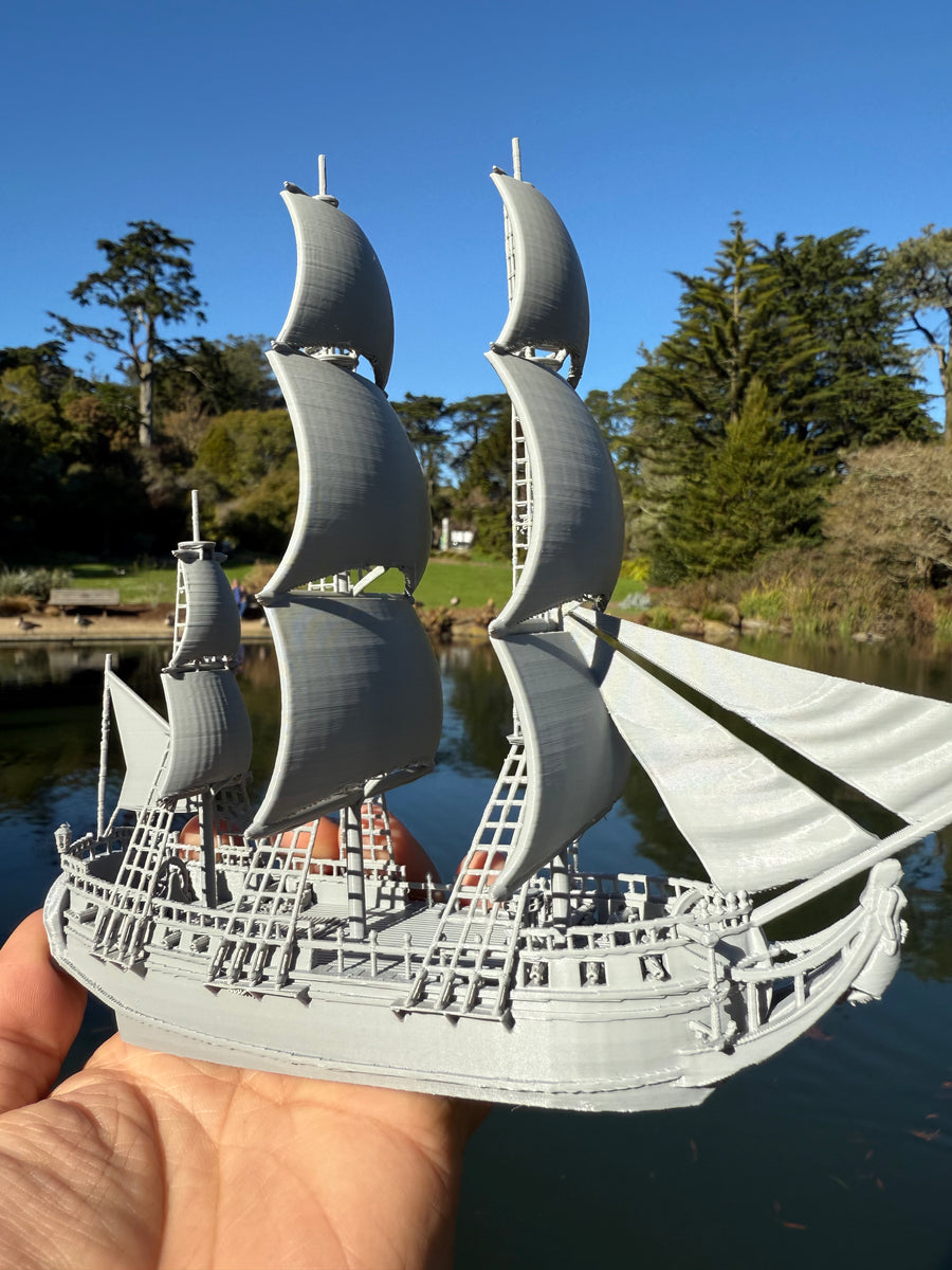 Miniature N-Scale Sailing Ship Columbia with Sails and Cannons Theme P ...