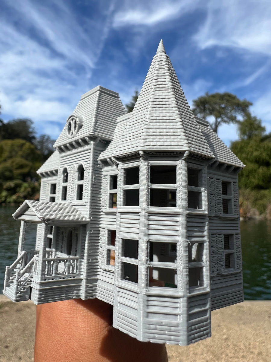 Miniature #38 Gray N-Scale Neibolt House IT Victorian Mansion Built As ...