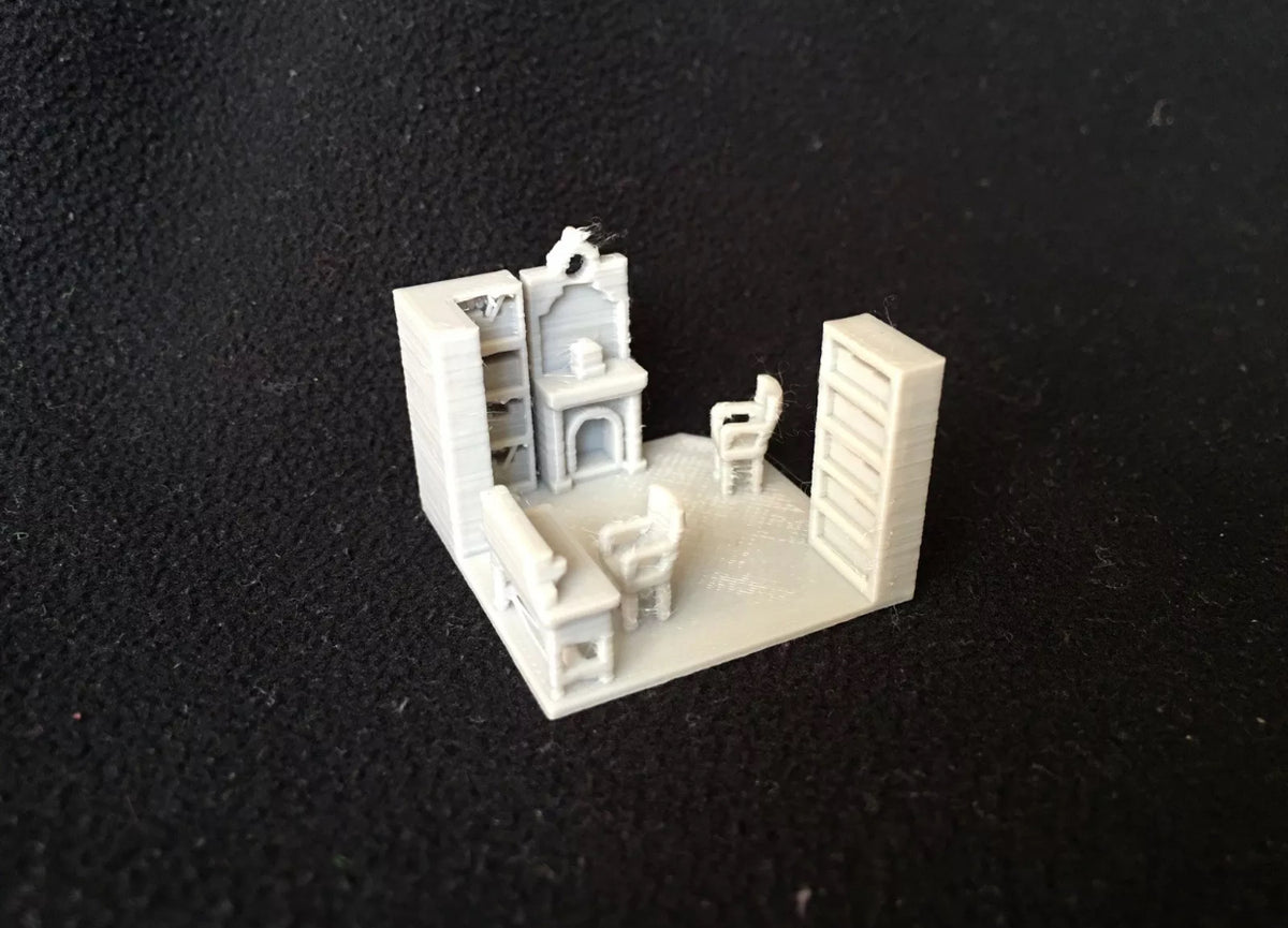 HO Scale Miniature Library 1:87 including desk, bookshelves, fireplace ...