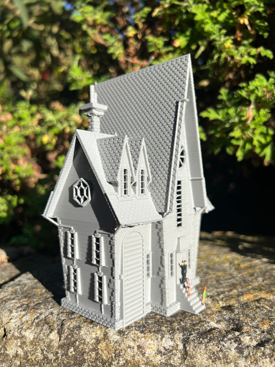 Small Gray Miniature N-Scale Gru Villain Victorian Gothic House Minion ...