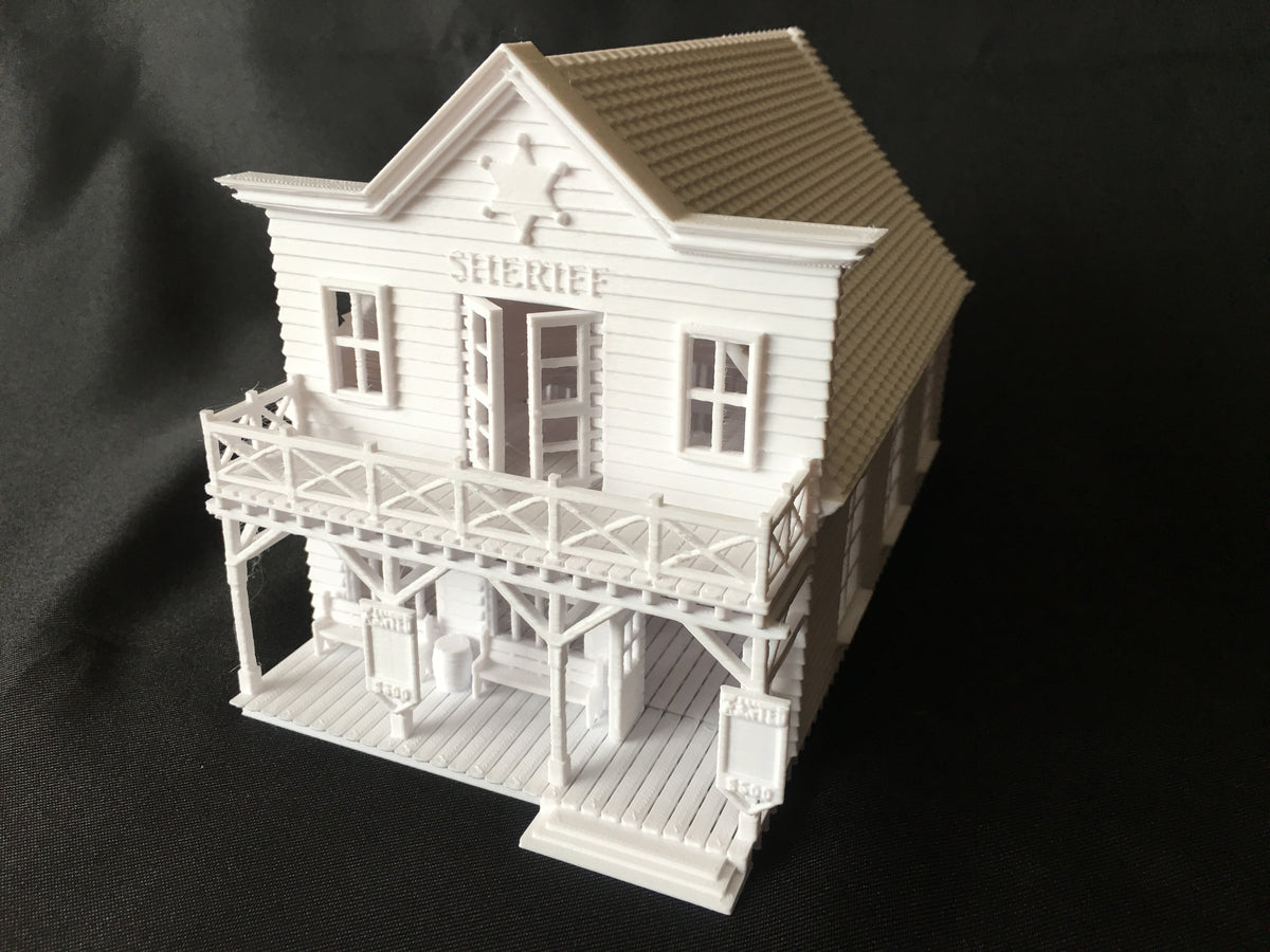 Miniature White Old West #3 Sheriff Jailhouse HO Train Scale with Inte ...