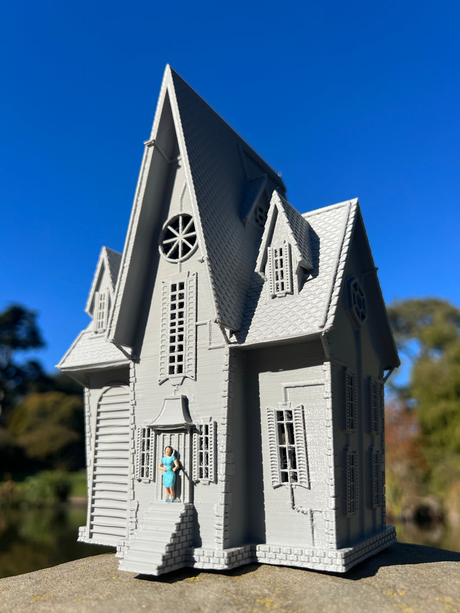 Gray Miniature HO-Scale Gru Villain Victorian Gothic House Minion Mans ...