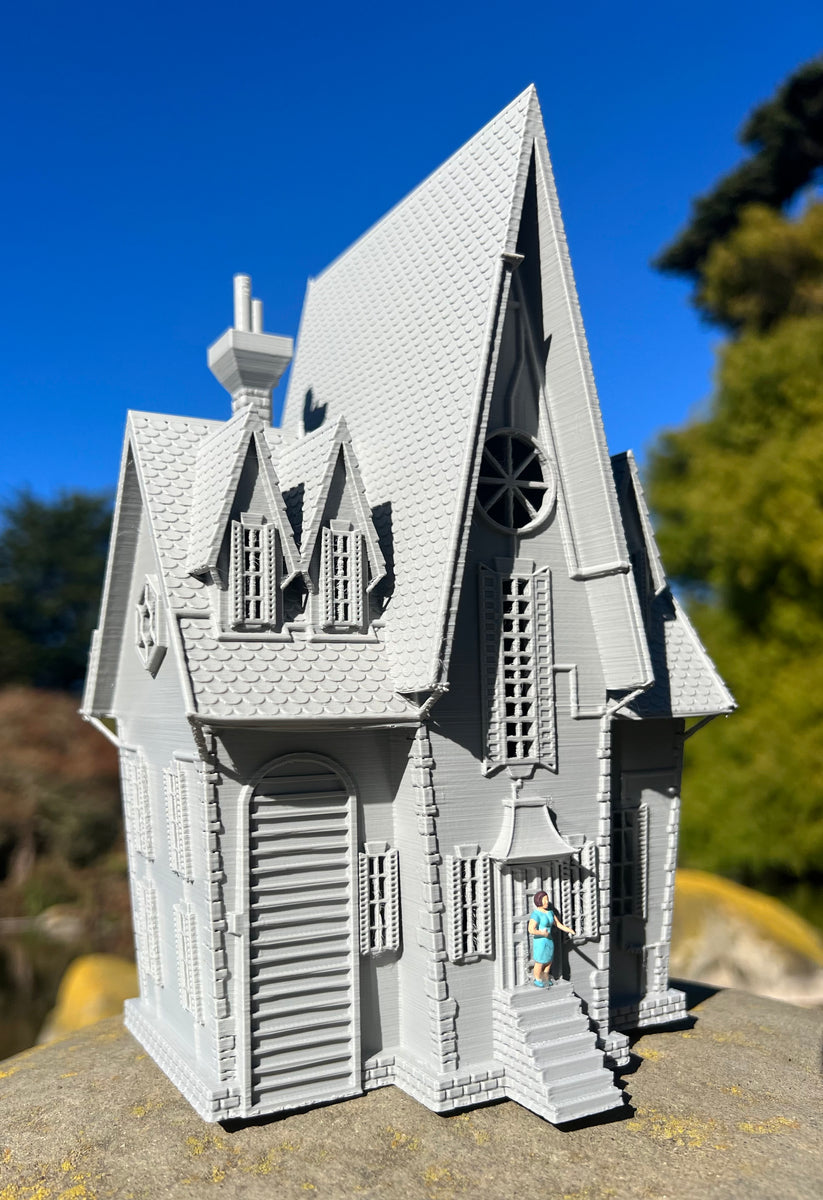 Gray Miniature HO-Scale Gru Villain Victorian Gothic House Minion Mans ...