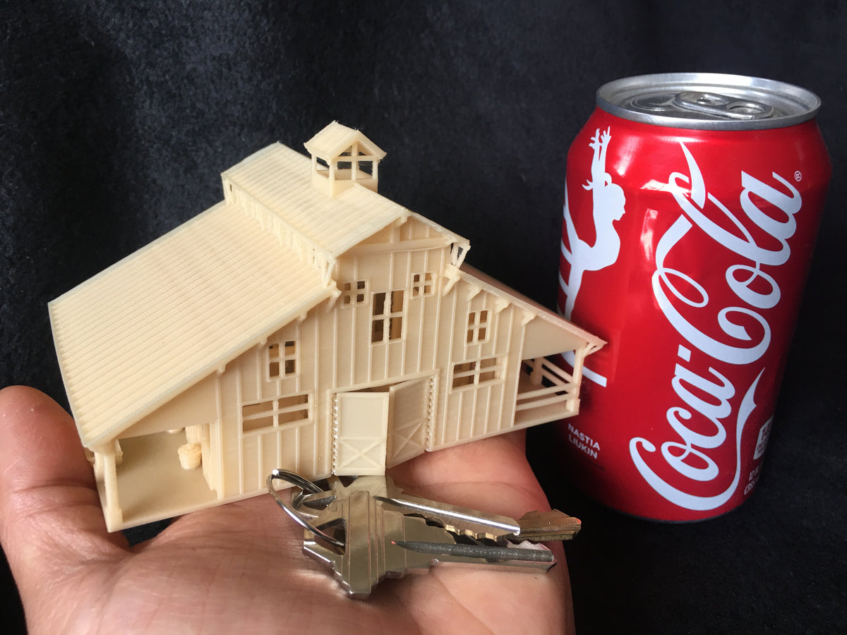 N-Scale Miniature Old West Barn 1:160 Wood Color Livery Stable Assembl ...