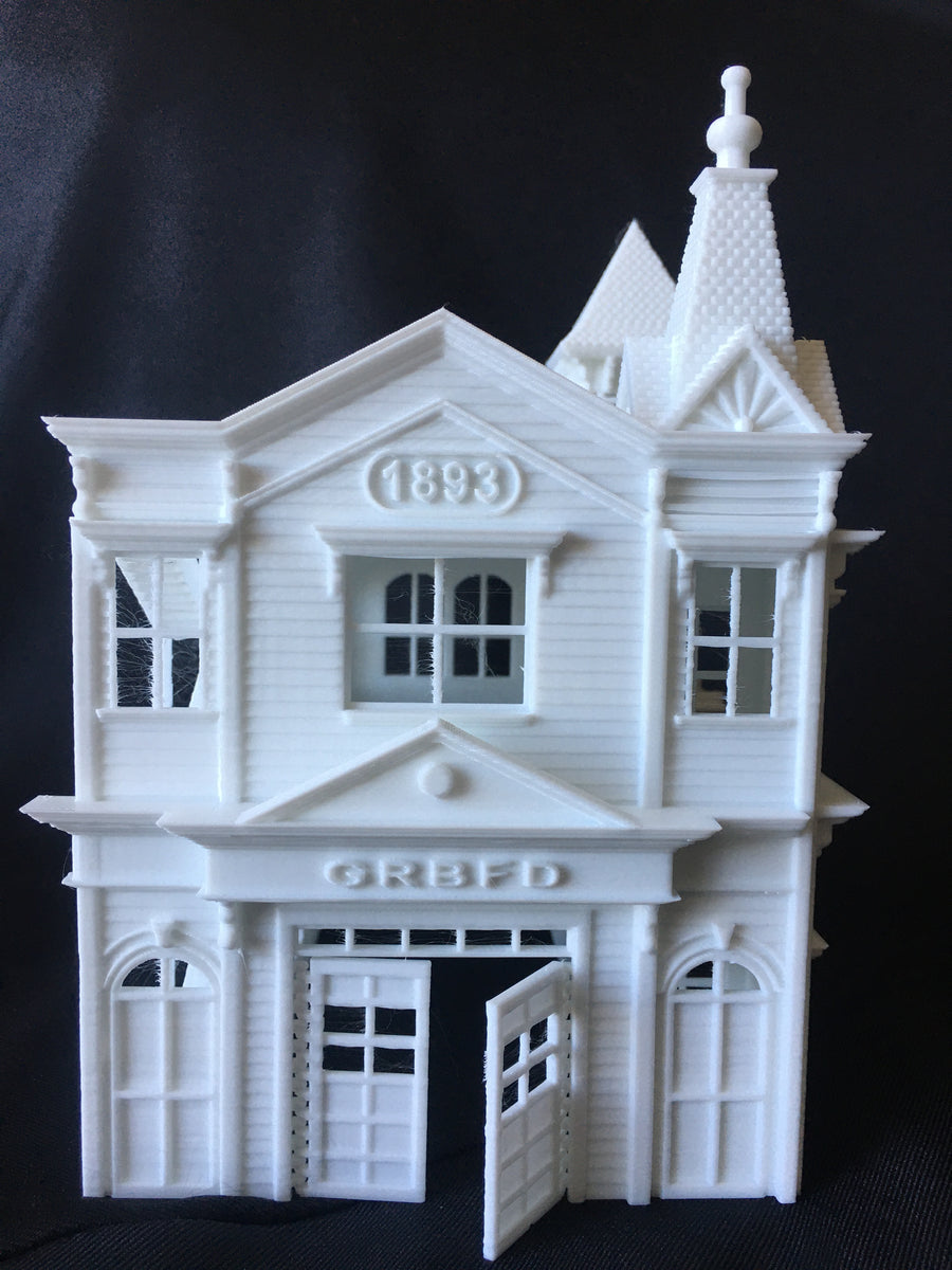 Victorian Firehouse Station Miniature Model Train HO Scale Assembled P ...